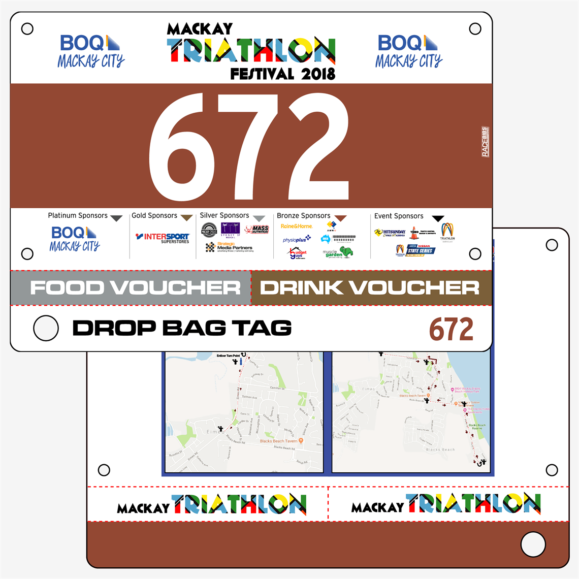 Race Bibs Australia - Full Colour Two Sided Race Bibs with Tear off Tags