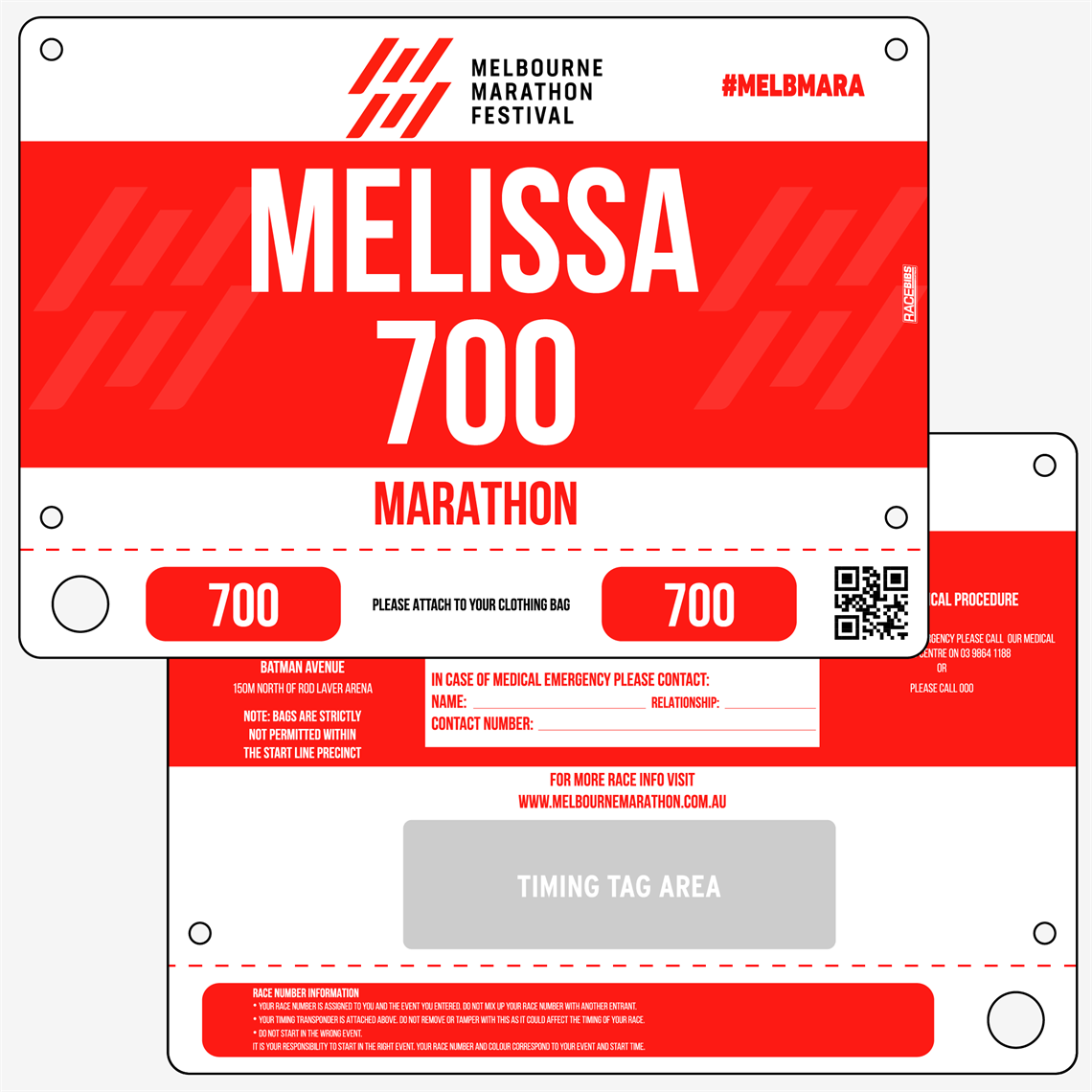 Race Bibs Australia - Full Colour Two Sided Race Bibs with Tear off Tags