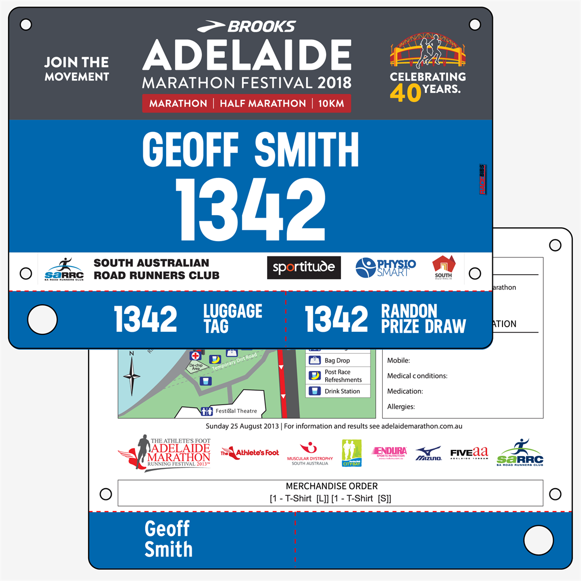 Race Bibs Australia - Full Colour Two Sided Race Bibs with Tear off Tags